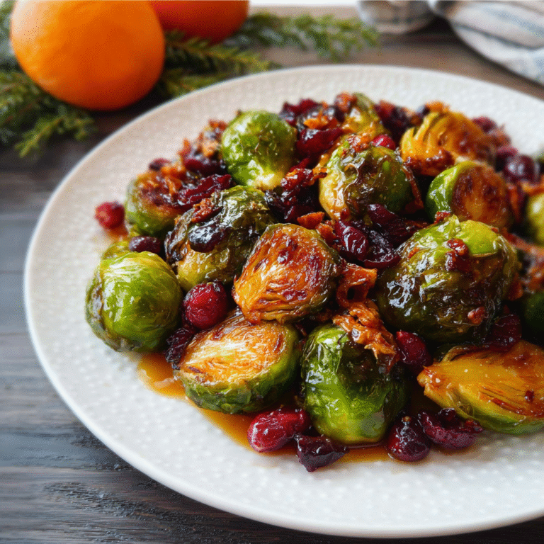 Sweet Orange Maple Glazed Brussels Sprouts with Cranberries - SugarSpooned